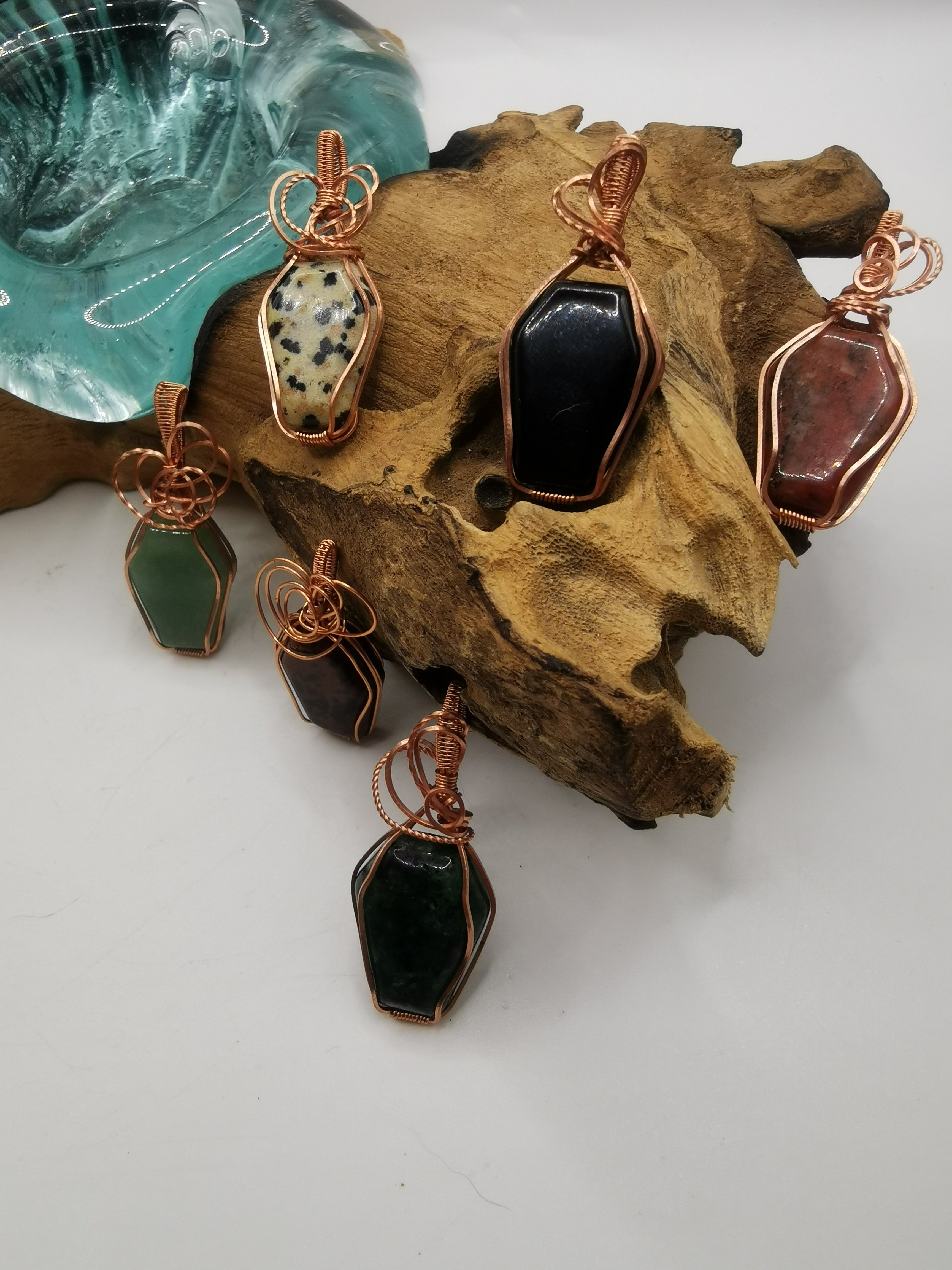 Copper Wire Wrapped Crystal Coffin Pendants – All Quartz